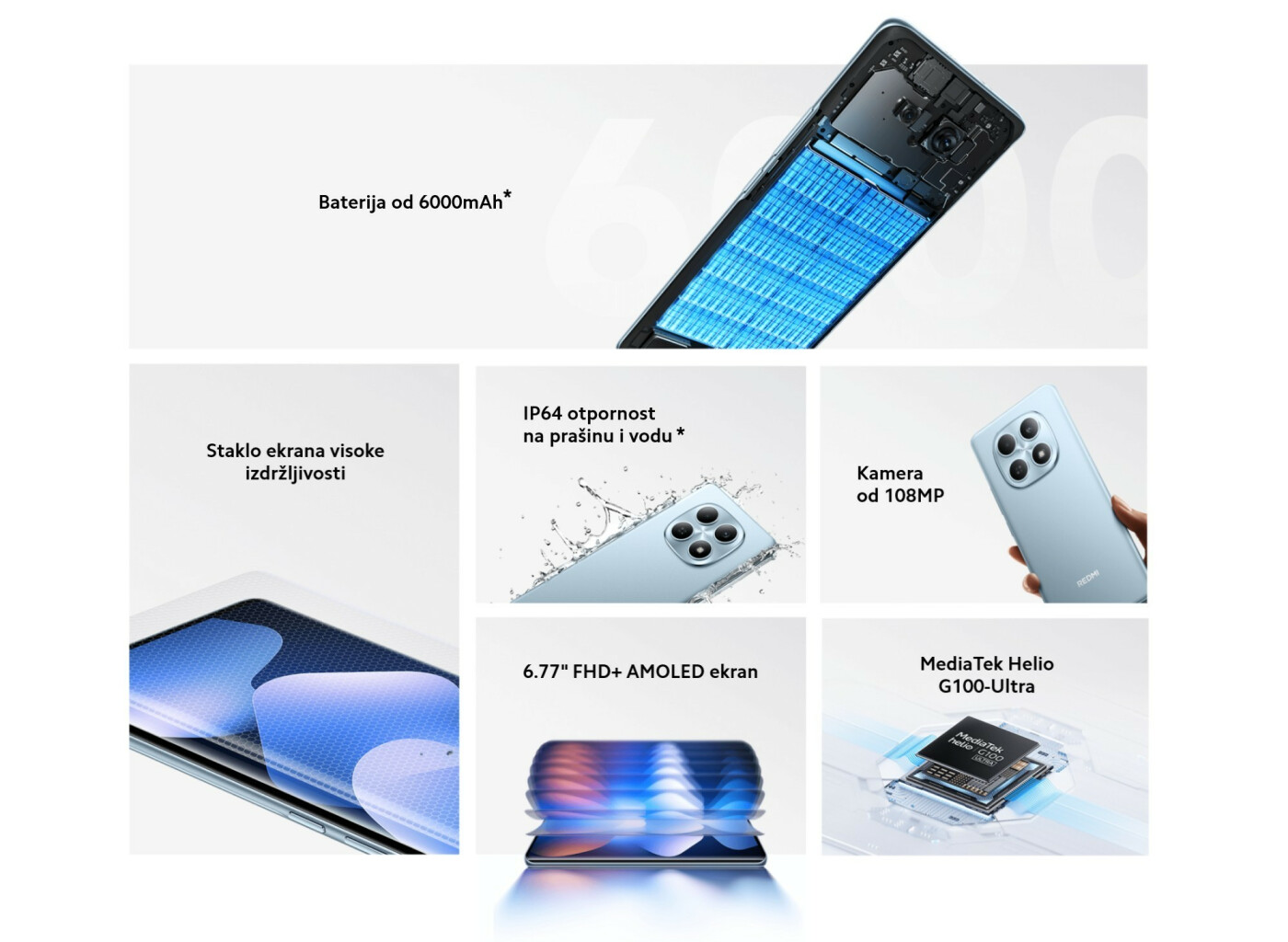 Xiaomi Redmi Note 15 8GB + 256GB, Glacier Blue Mobilni telefon ...